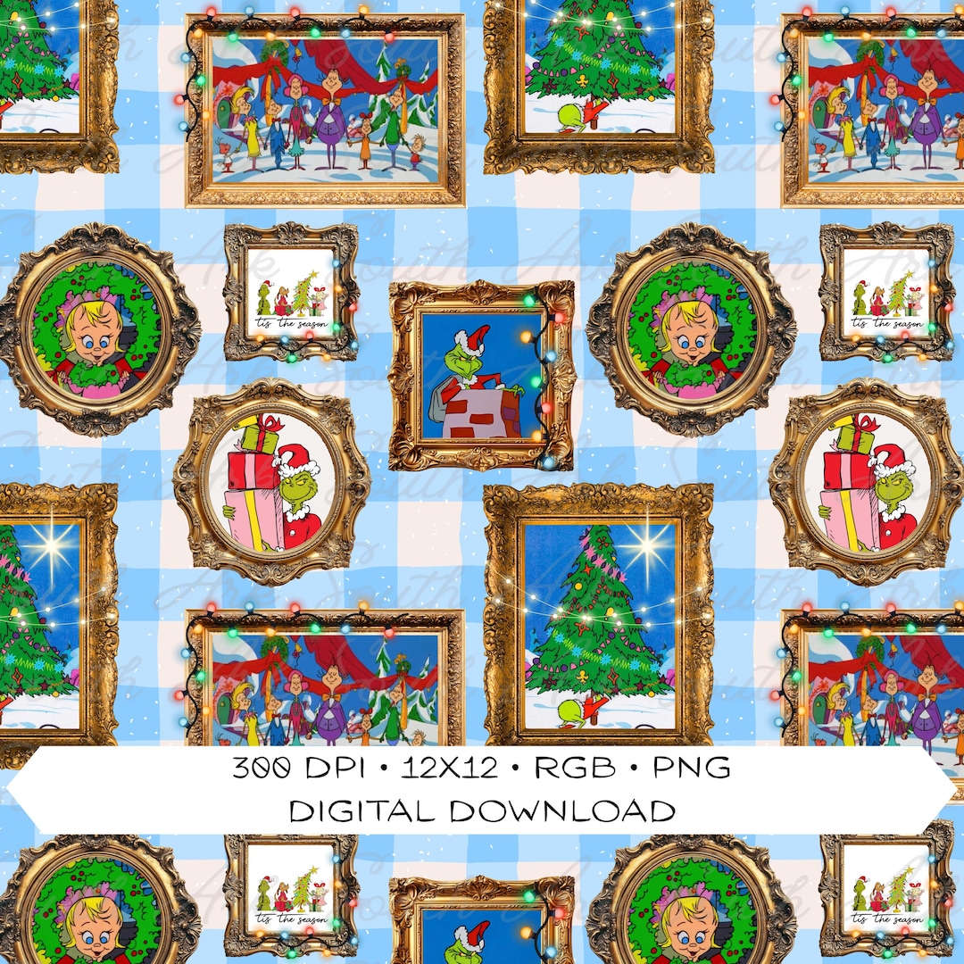Green Guy Vintage Gingham Boy Cindy Lou Movie Seamless Design Seamless ...