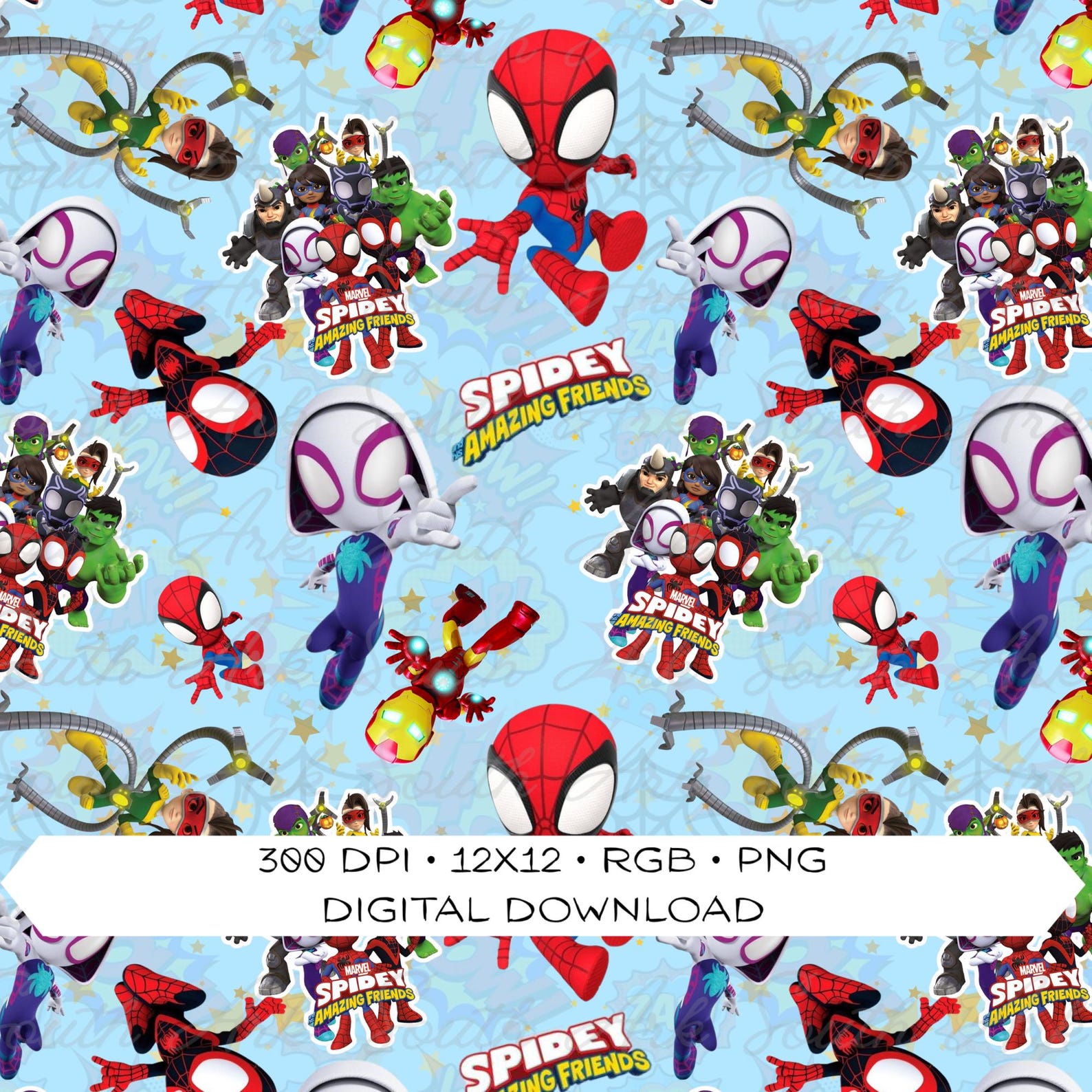 Spidey and Friends Seamless File | Spidey and Friends Print for Fabric ...
