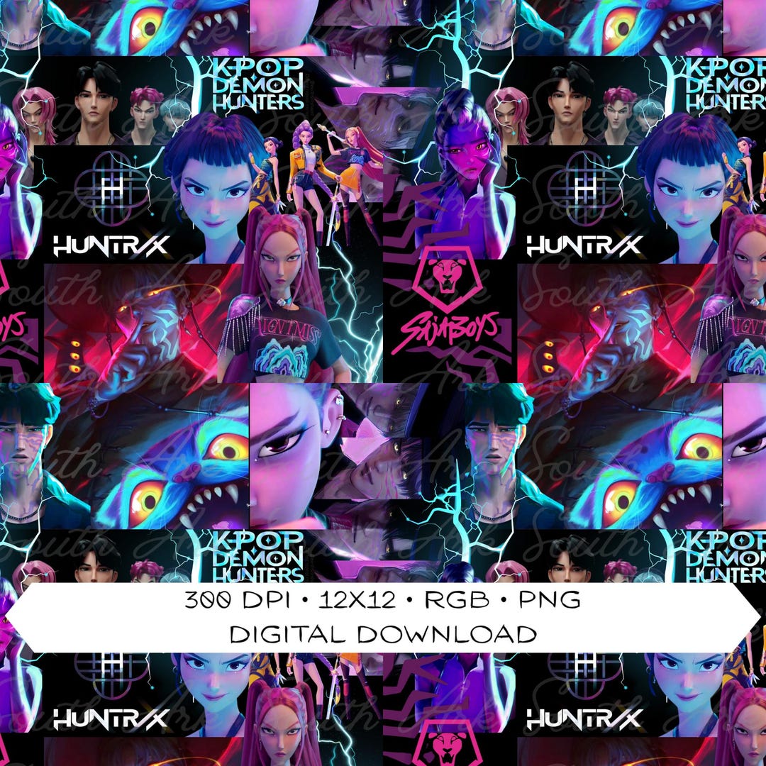 KPOP K POP Demon Hunters Seamless Design K Pop Seamless File Digital ...