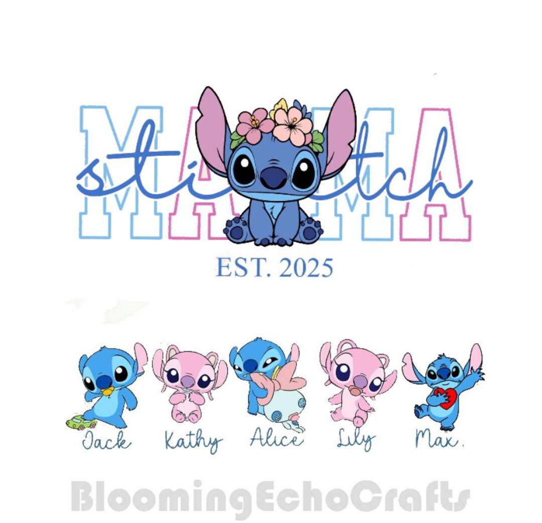 Custom Mama Stitch and Angel PNG - Personalized Disney Mom Shirt - Cute ...