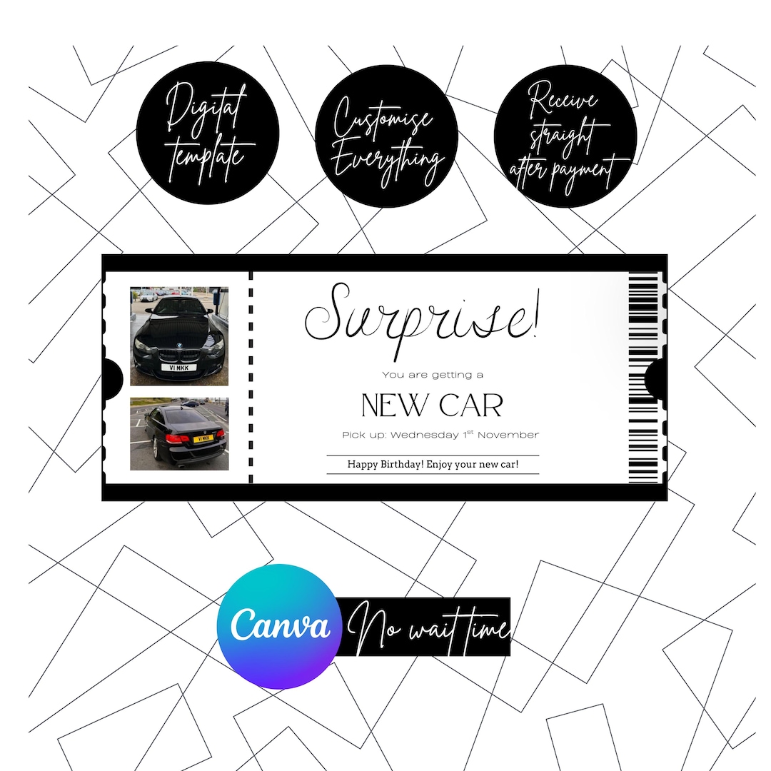 New Car Gift Voucher Template: Surprise Reveal (digital Download) - Etsy