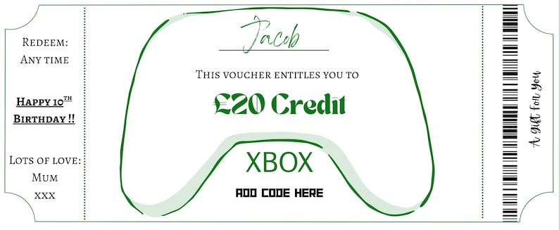 Printable Xbox Gift Voucher Template, Gamer Gift: Editable Gaming Gift ...