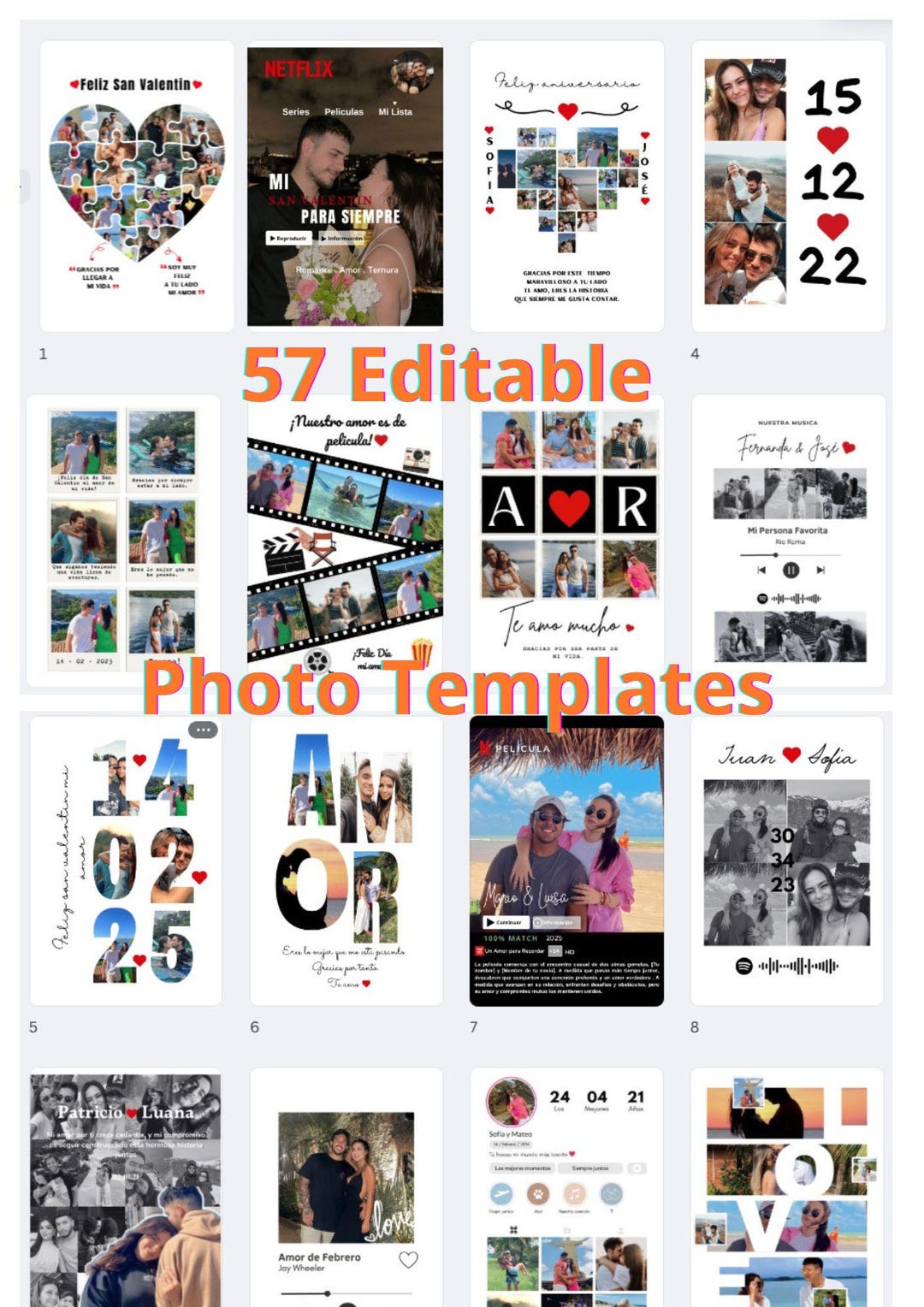 Editable Designs to Customize and Download | 57 Couple Photo Templates ...