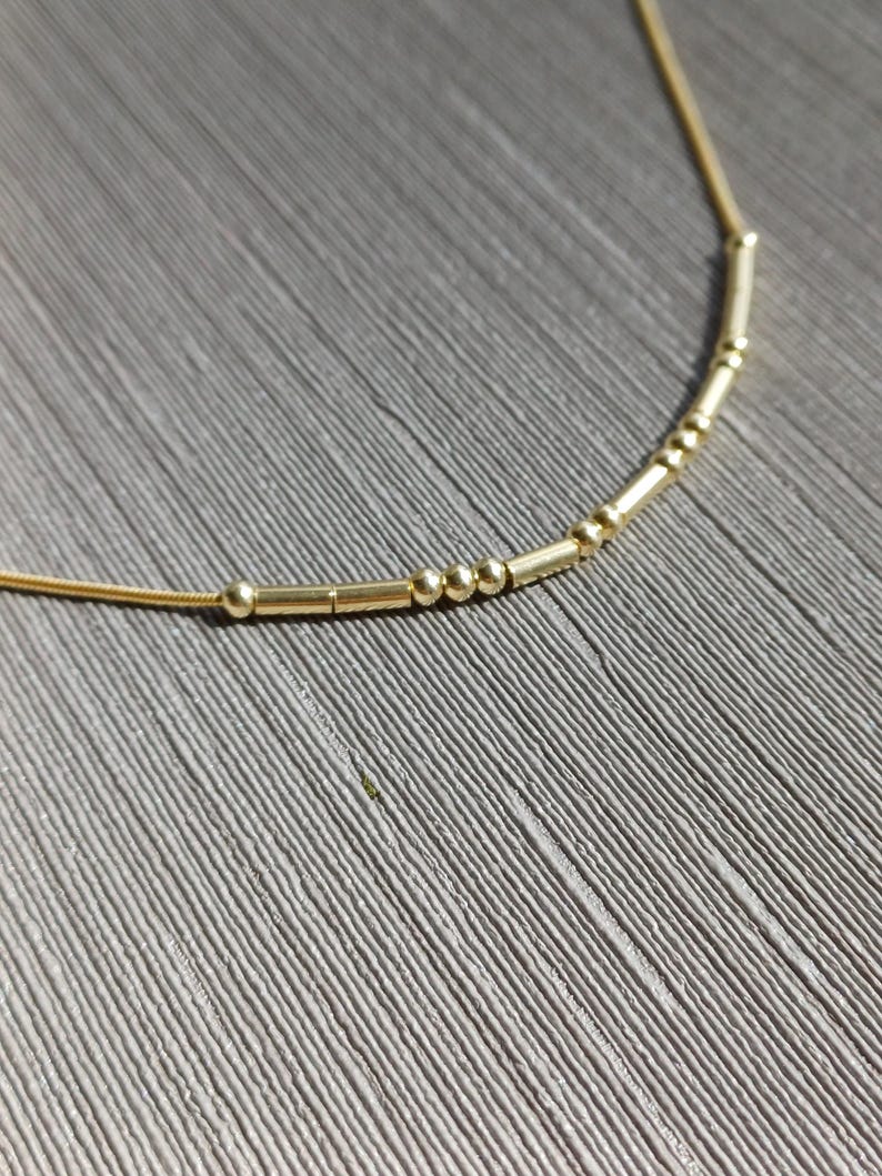 14K Gold Custom Morse Code Necklace | Secret Message Jewelry ...