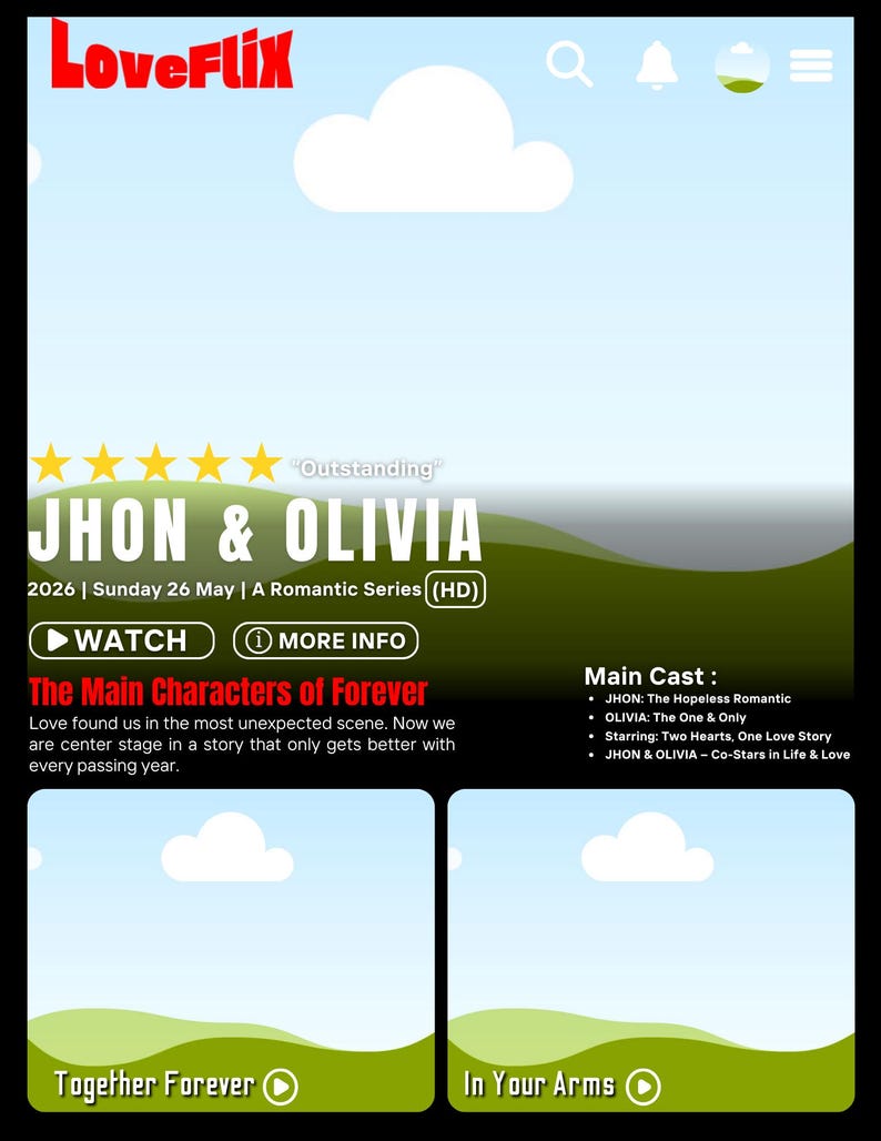 Valentine Movie Poster Template | Editable Canva Card (digital Download ...
