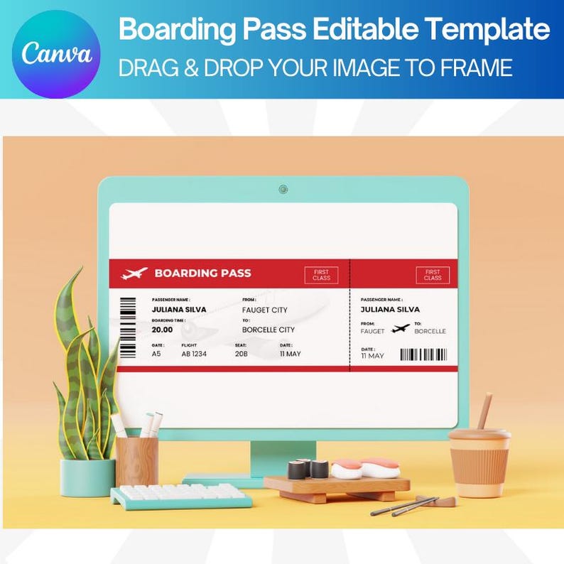 Editable Boarding Pass Template, Canva Editable Boarding Pass Surprise ...