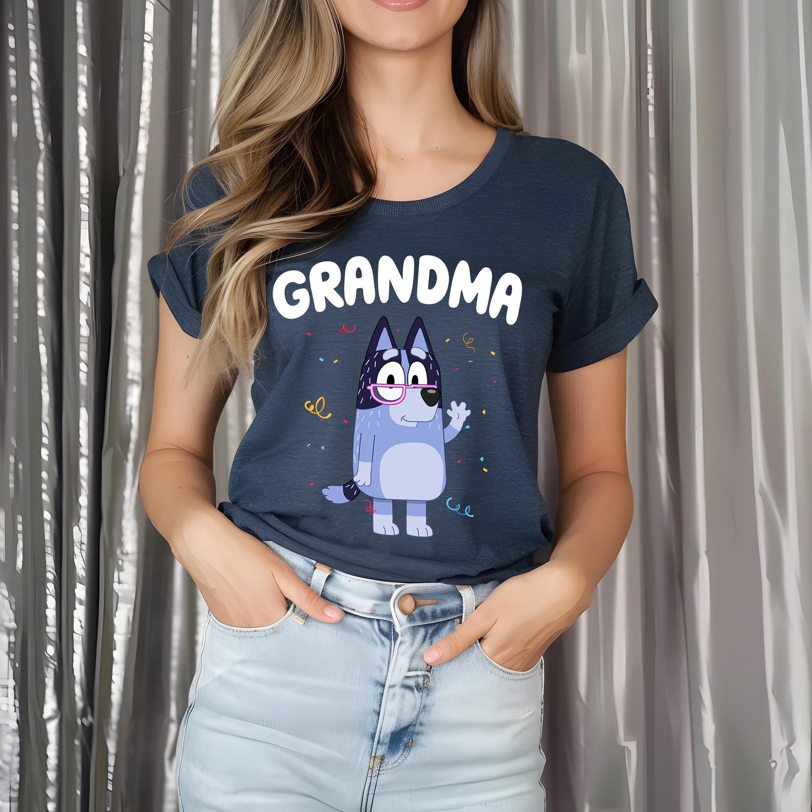 Blue Grandma Grandpa Shirt Family Matching Party Tee Papa and Nana Tee ...