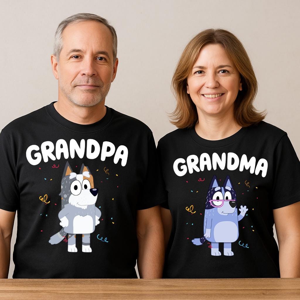 Blue Grandma Grandpa Shirt Family Matching Party Tee Papa and Nana Tee ...