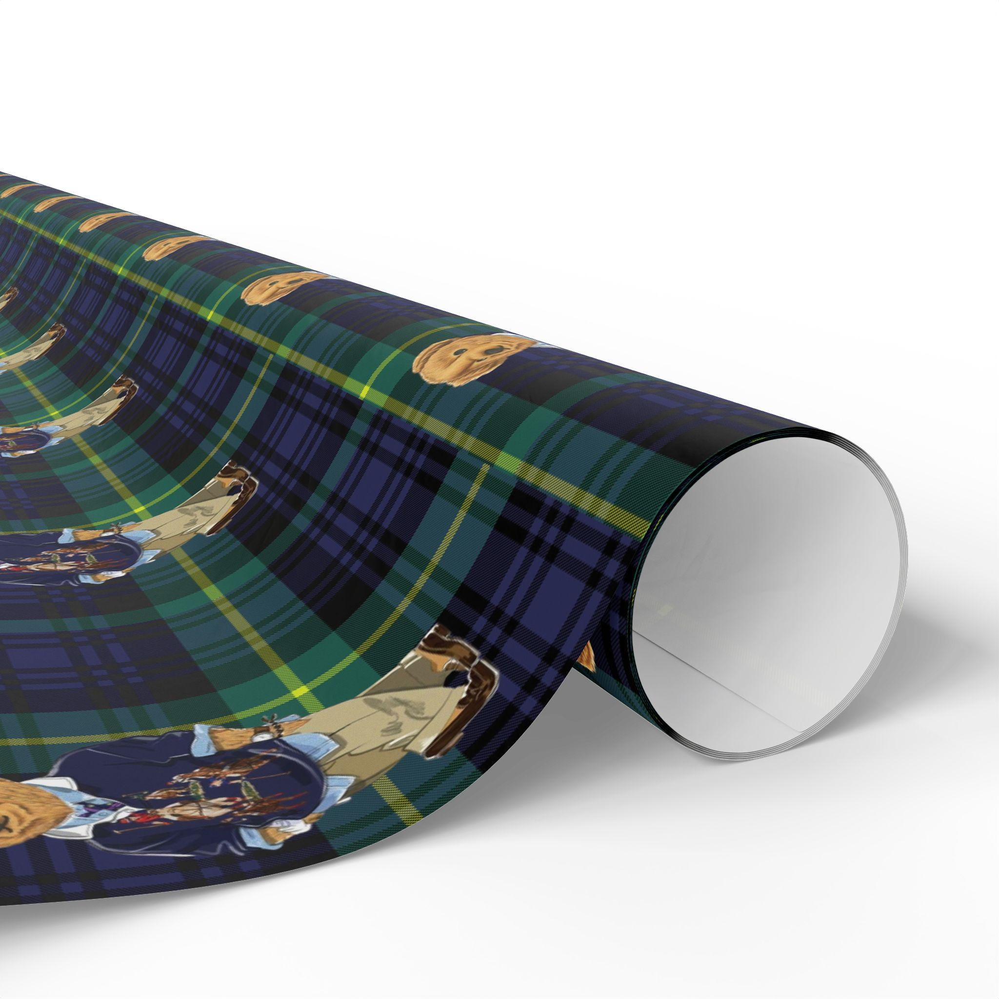 Tartan Polo Bear Wrapping Paper | Plaid Gift Wrap, Holiday Stationery ...