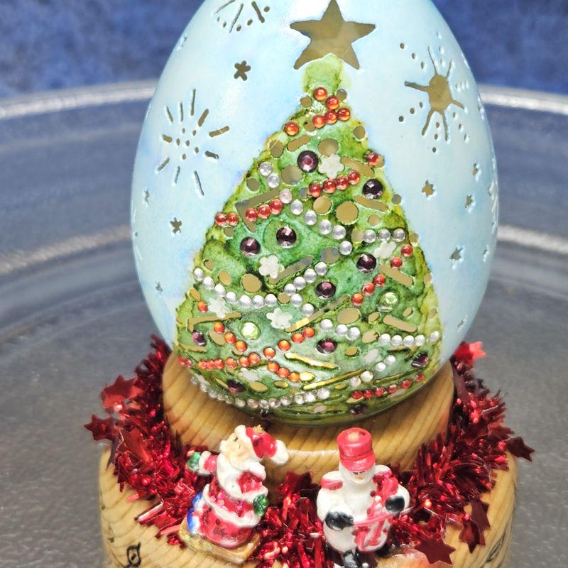 Christmas Carved Goose Egg - Etsy