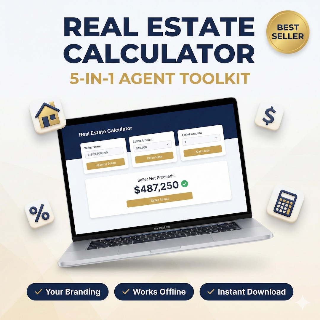 Real Estate Agent Calculator | Seller Net Sheet, Listing Tool (digital ...