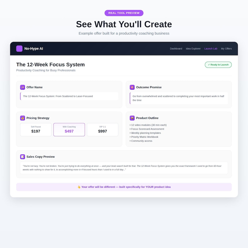 AI Offer Builder | Create Pricing, Sales Copy & Launch Plan in 30 ...