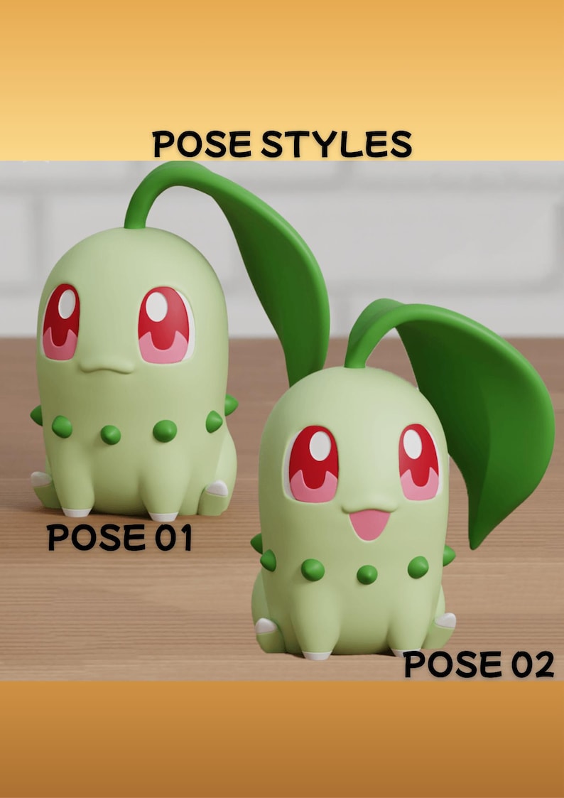 3D Printed Chikorita Johto Starter | Pokemon Collectible | Cozy Desk ...