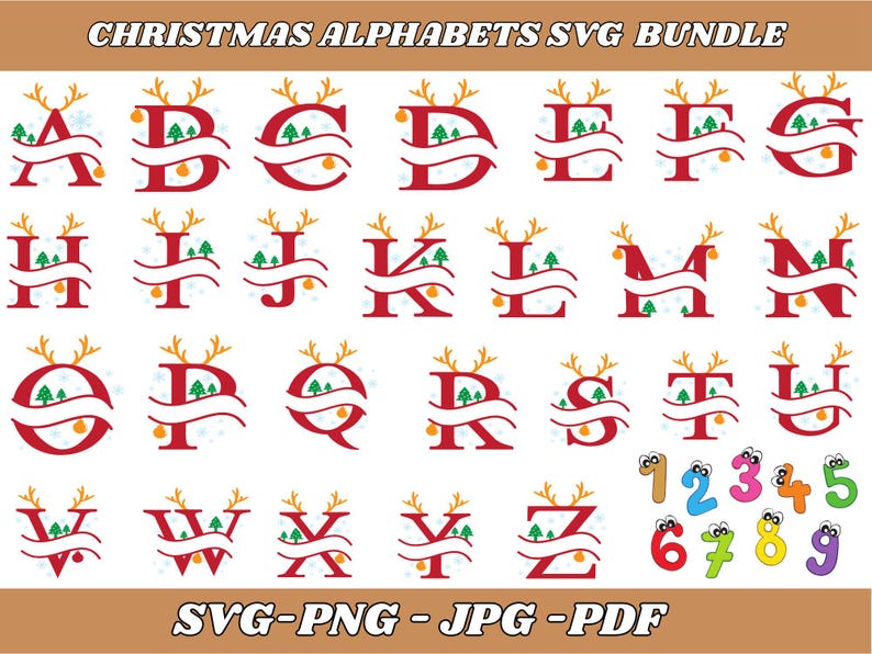 Christmas Alphabet Letters Clipart (svg, Png, Jpg, Pdf) - Etsy Australia