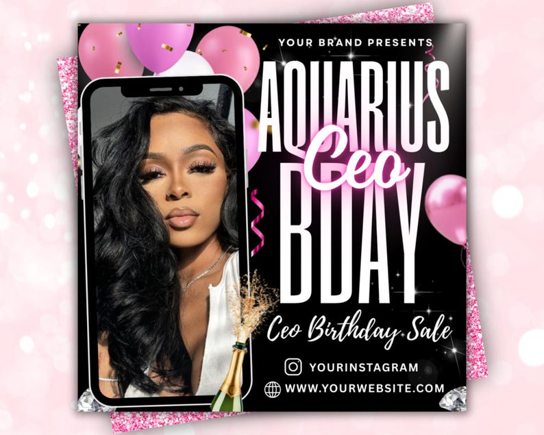 CEO Birthday Flyer, Zodiac Season Flyer, Hair Stylist, Lash, Nail Tech ...