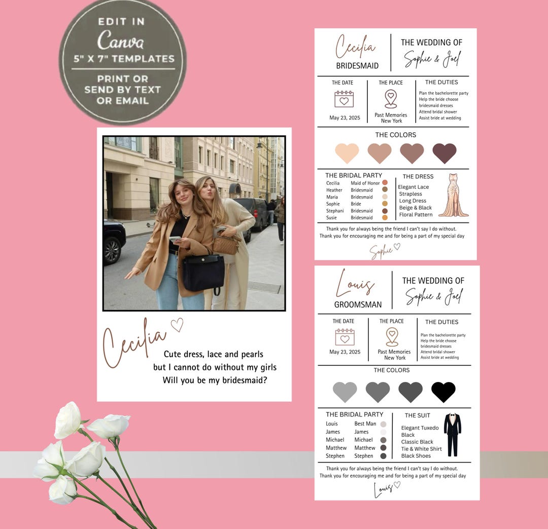 Bridesmaid Info Card Template, Will You Be My Bridesmaid Card, Maid of ...