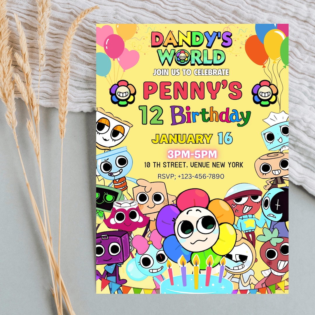 Dandy's World Birthday Invitation • Cartoon Party Template (digital ...