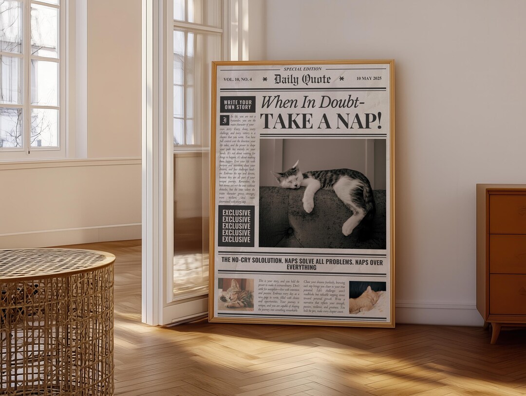 When in Doubt Take A Nap Poster, Vintage Typography Wall Art, Retro ...