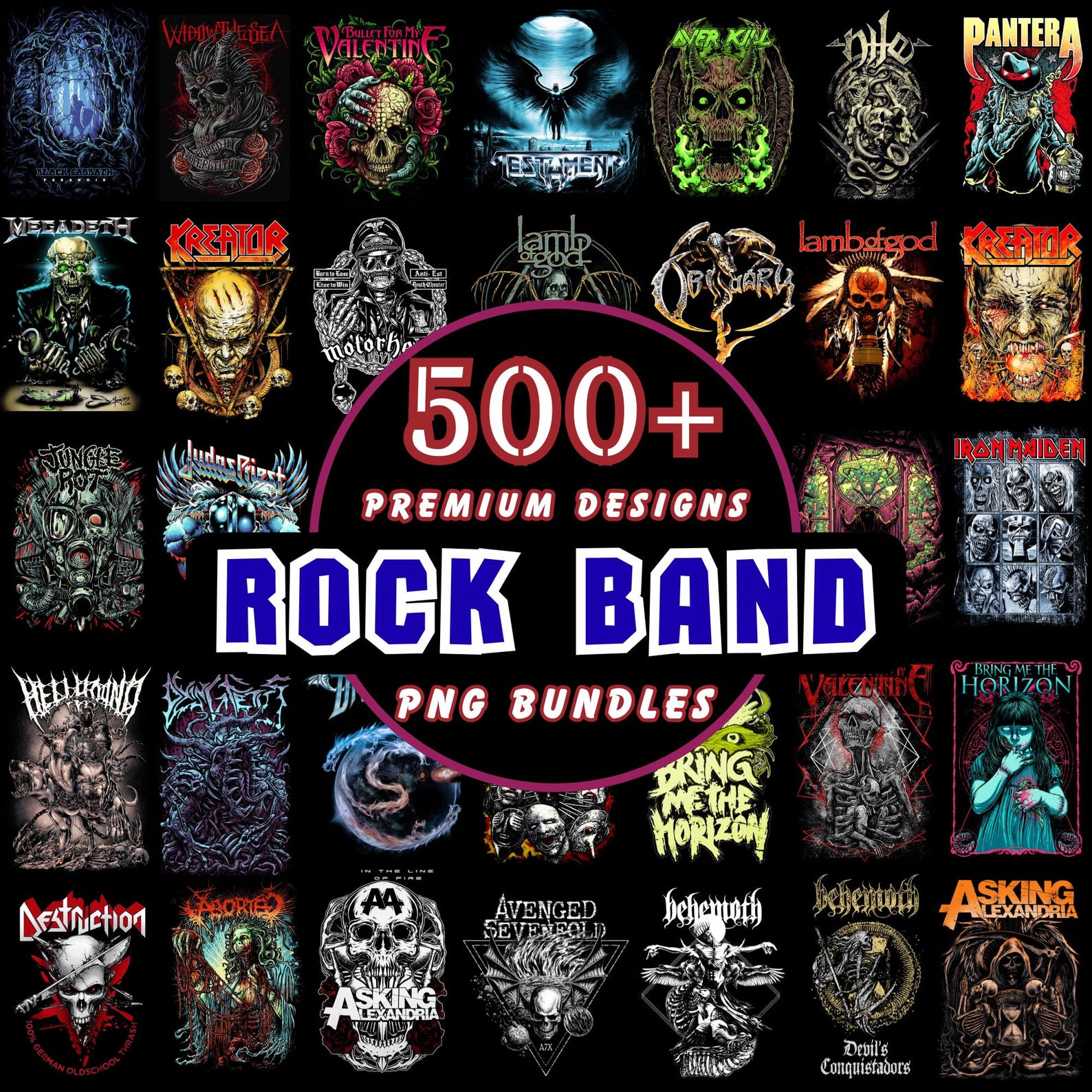 500+ Rock Band T-shirt Design Bundle PNG | Music Shirt Graphics ...