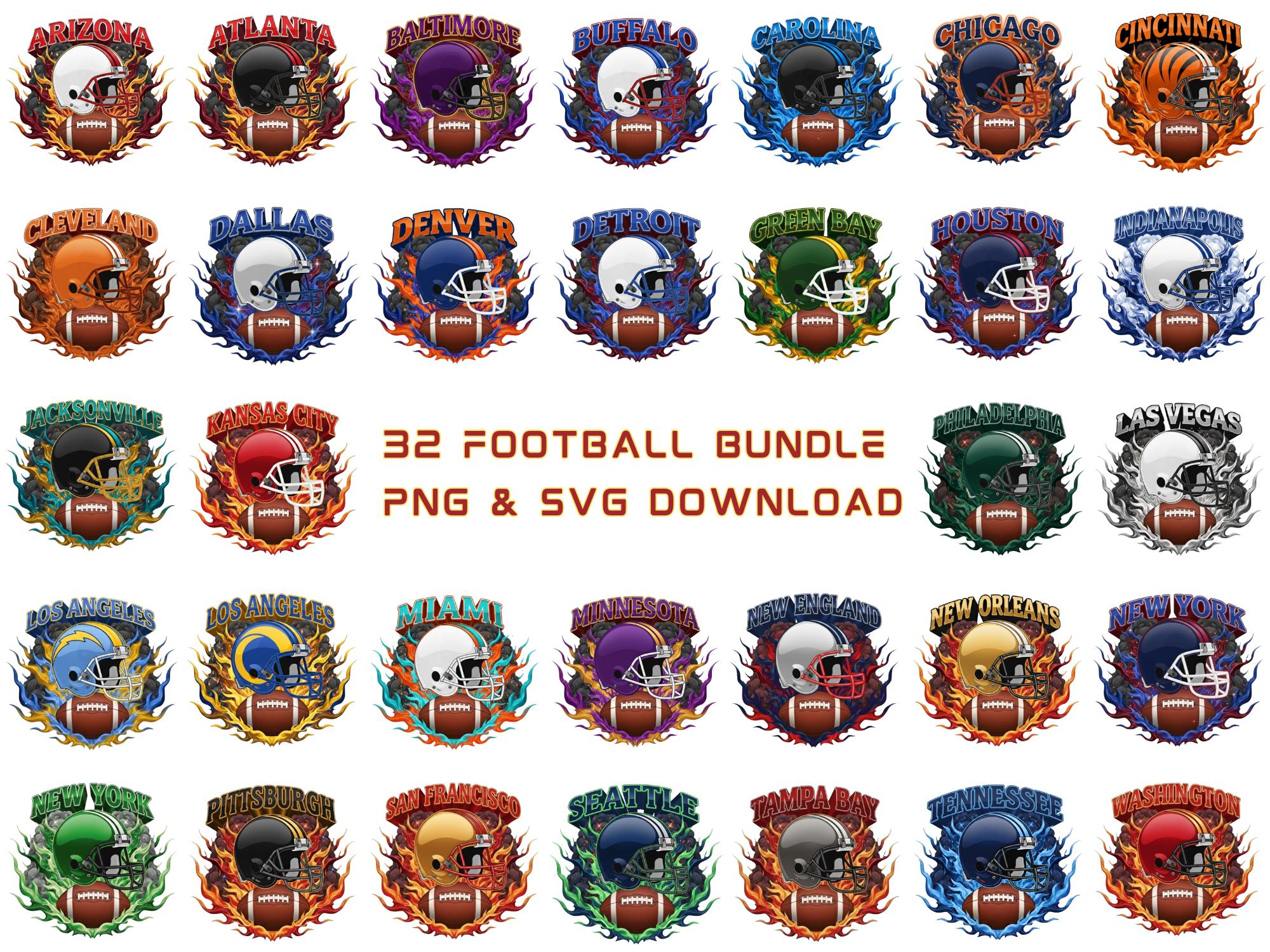 32 Football Bundle | City Inspired Digital Art Set | PNG SVG Download ...
