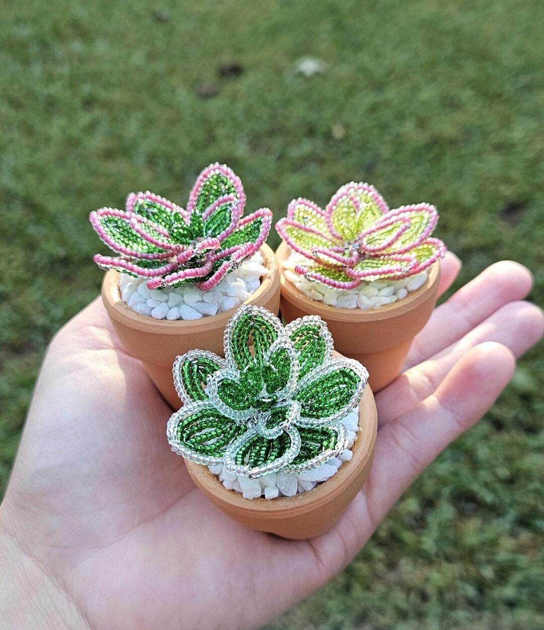 French Beaded Succulents (set of 3) - Etsy