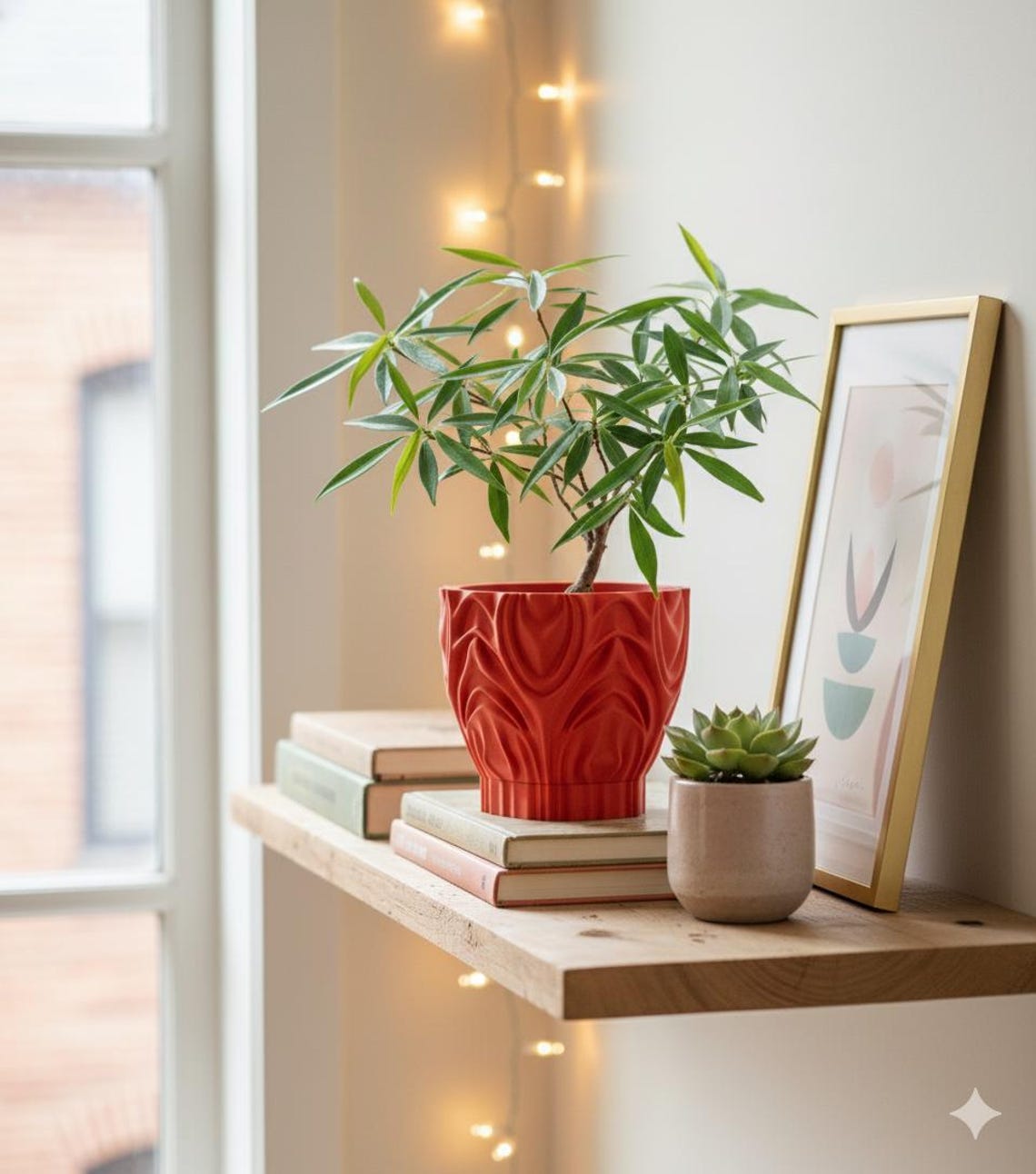 3D Printed Art Deco Plant Pot | Unique Orange PLA Planter | Modern Boho ...