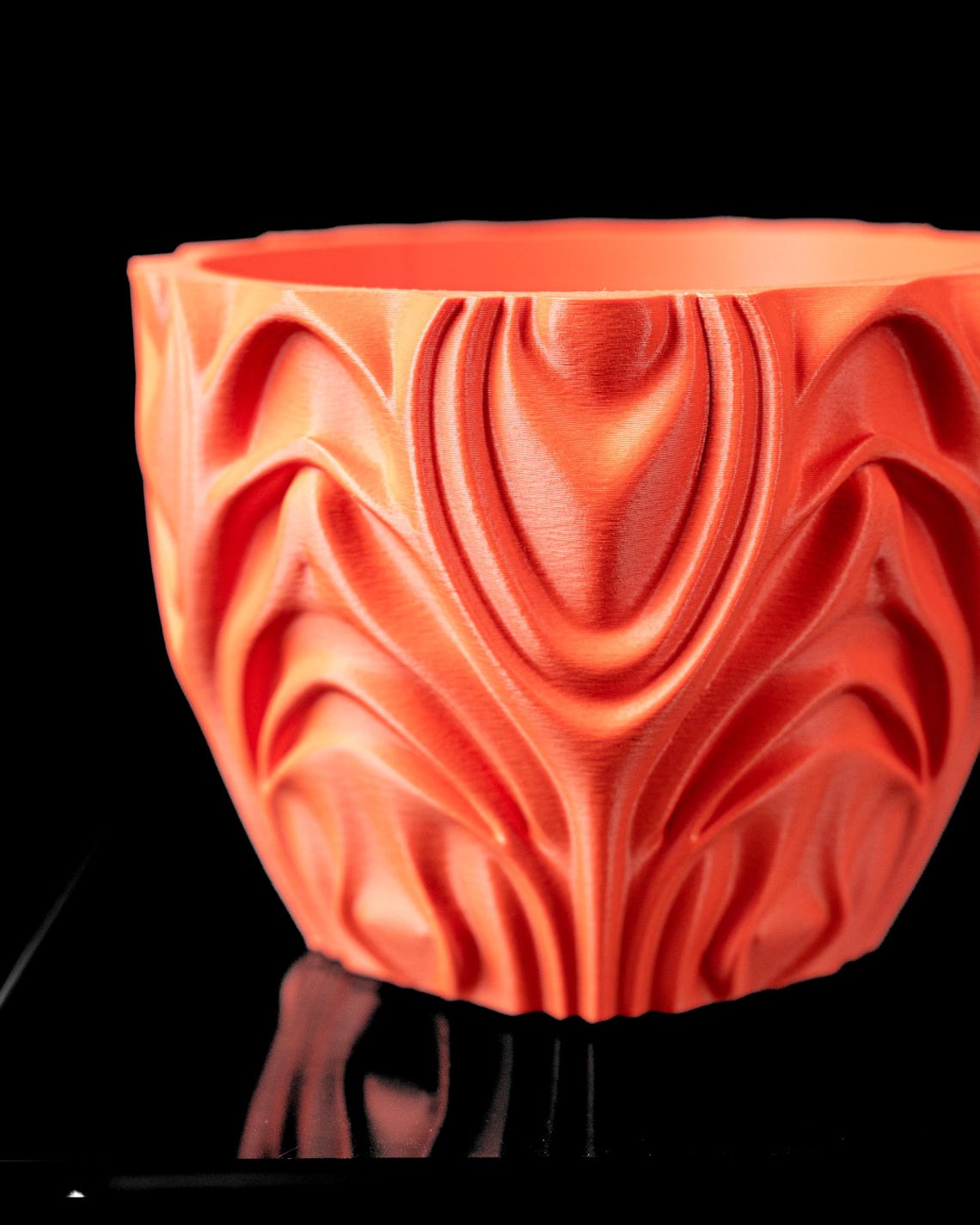 3D Printed Art Deco Plant Pot | Unique Orange PLA Planter | Modern Boho ...