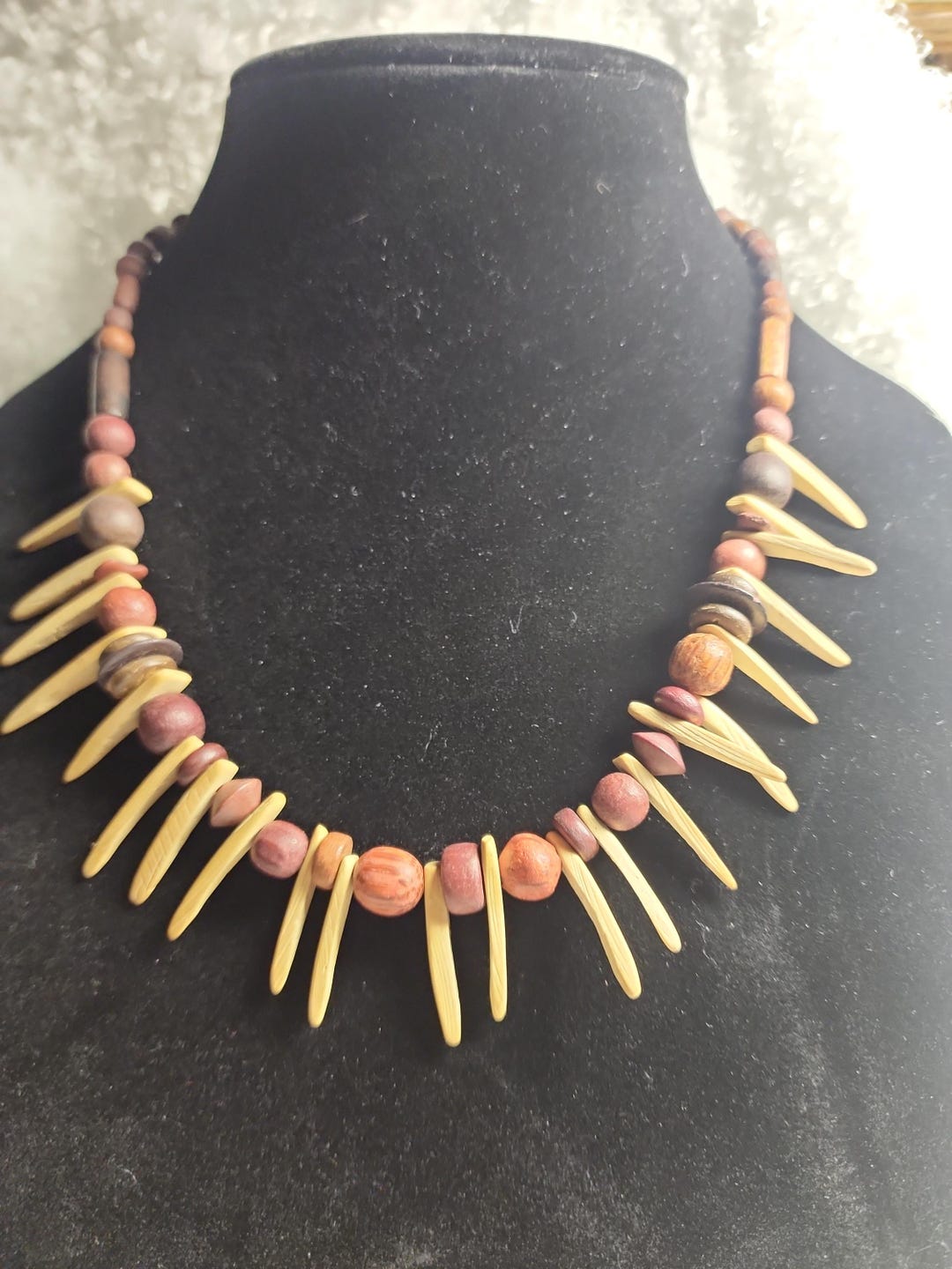Artisan Wood Carved Necklace - Etsy