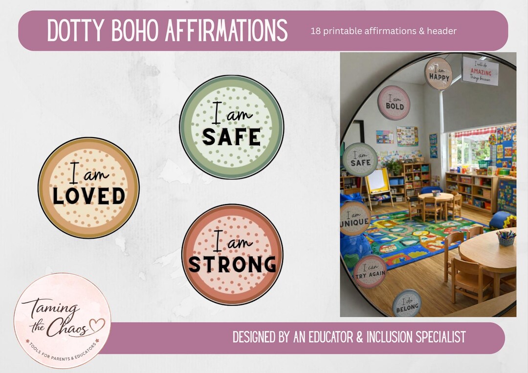 Dotty Boho Affirmation Cards for Kids | Positive Classroom Decor ...