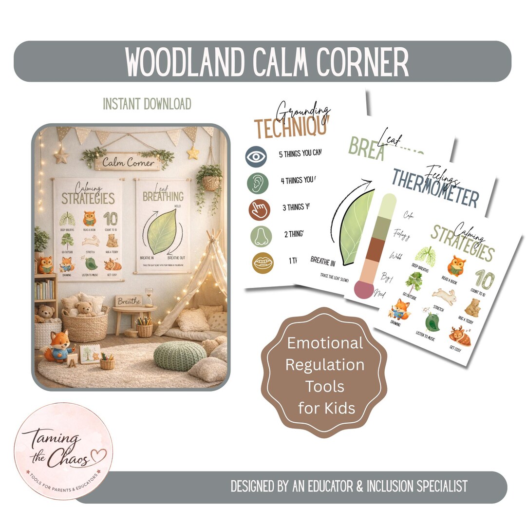 Woodland Calm Corner Printable Set | Emotional Regulation Tools for ...