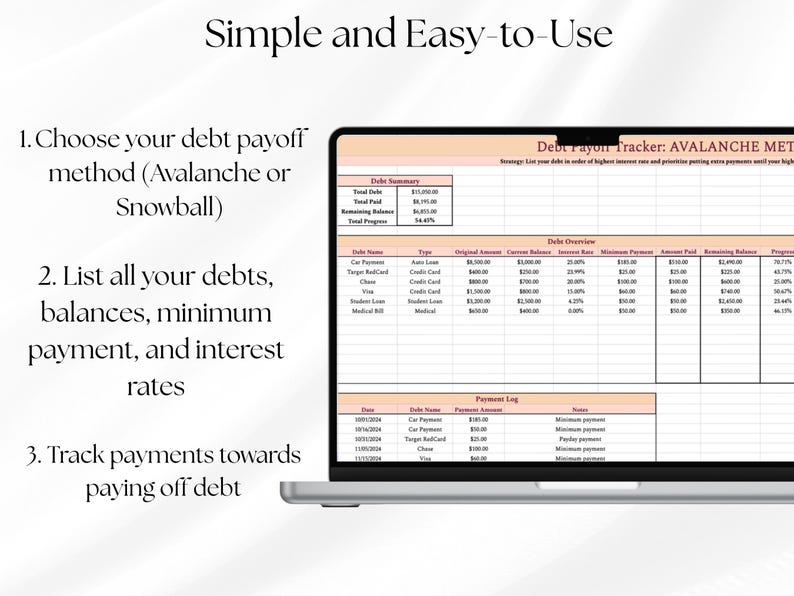 Debt Payoff Tracker Google Sheets | Snowball & Avalanche Method | Debt ...