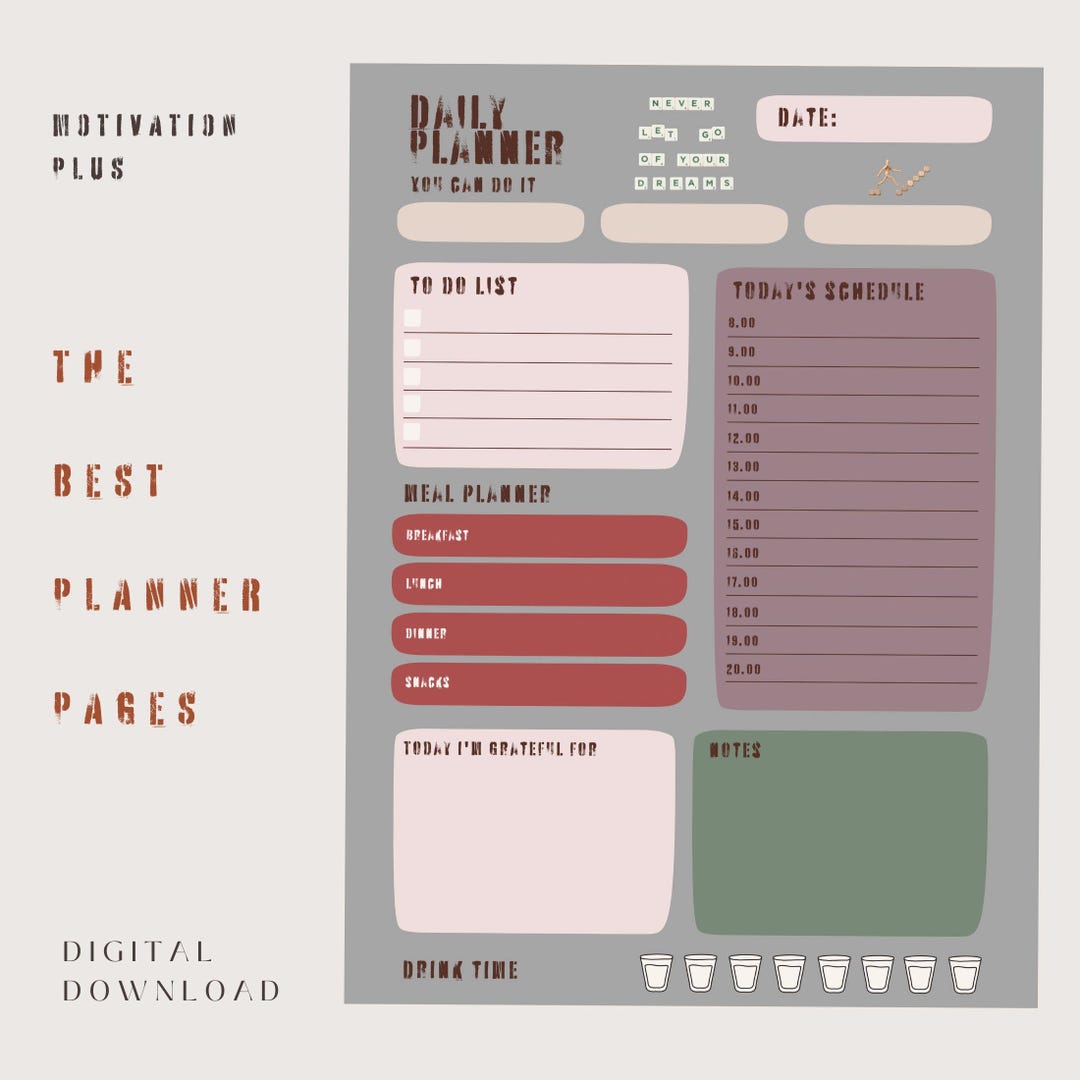 Daily Motivation Planner | Printable Daily Planner Page | to Do List ...