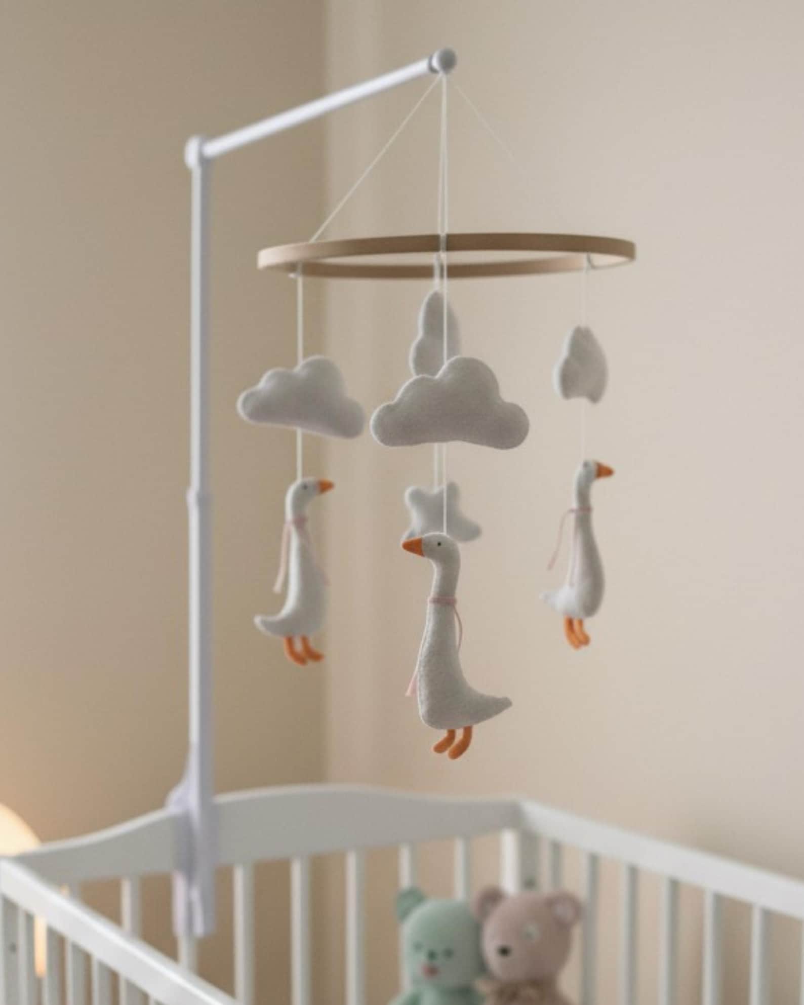 Cute Duck & Cloud Theme Baby Felt Mobile – Handmade Nursery Decor in ...