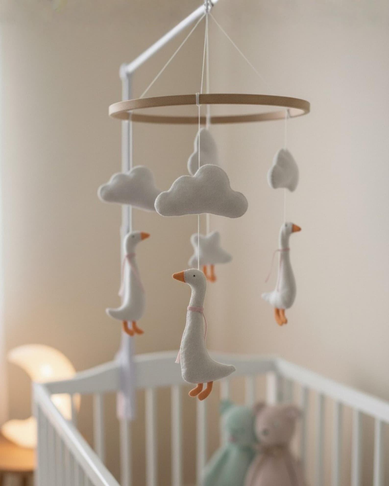 Cute Duck & Cloud Theme Baby Felt Mobile – Handmade Nursery Decor in ...
