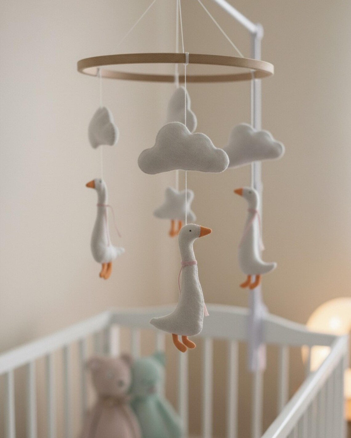 Cute Duck & Cloud Theme Baby Felt Mobile – Handmade Nursery Decor in ...