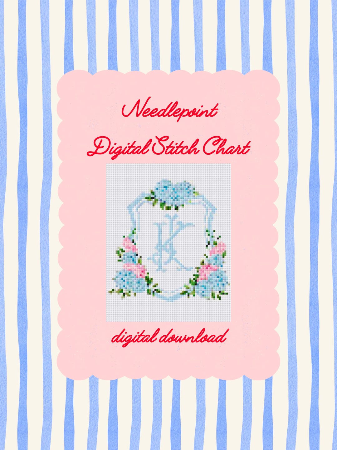 Custom Wedding Crest Needlepoint Digital Stitch Chart - Etsy