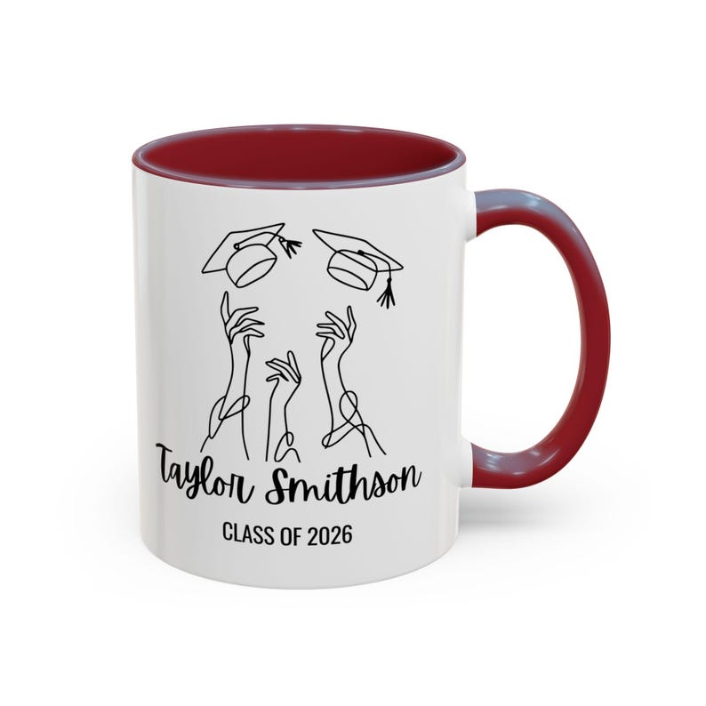 Personalized Graduation Mug, Class of 2026 Cap Toss Coffee Cup, Custom ...