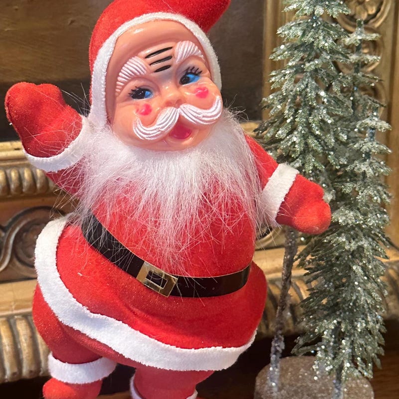 Flocked Santa - Etsy