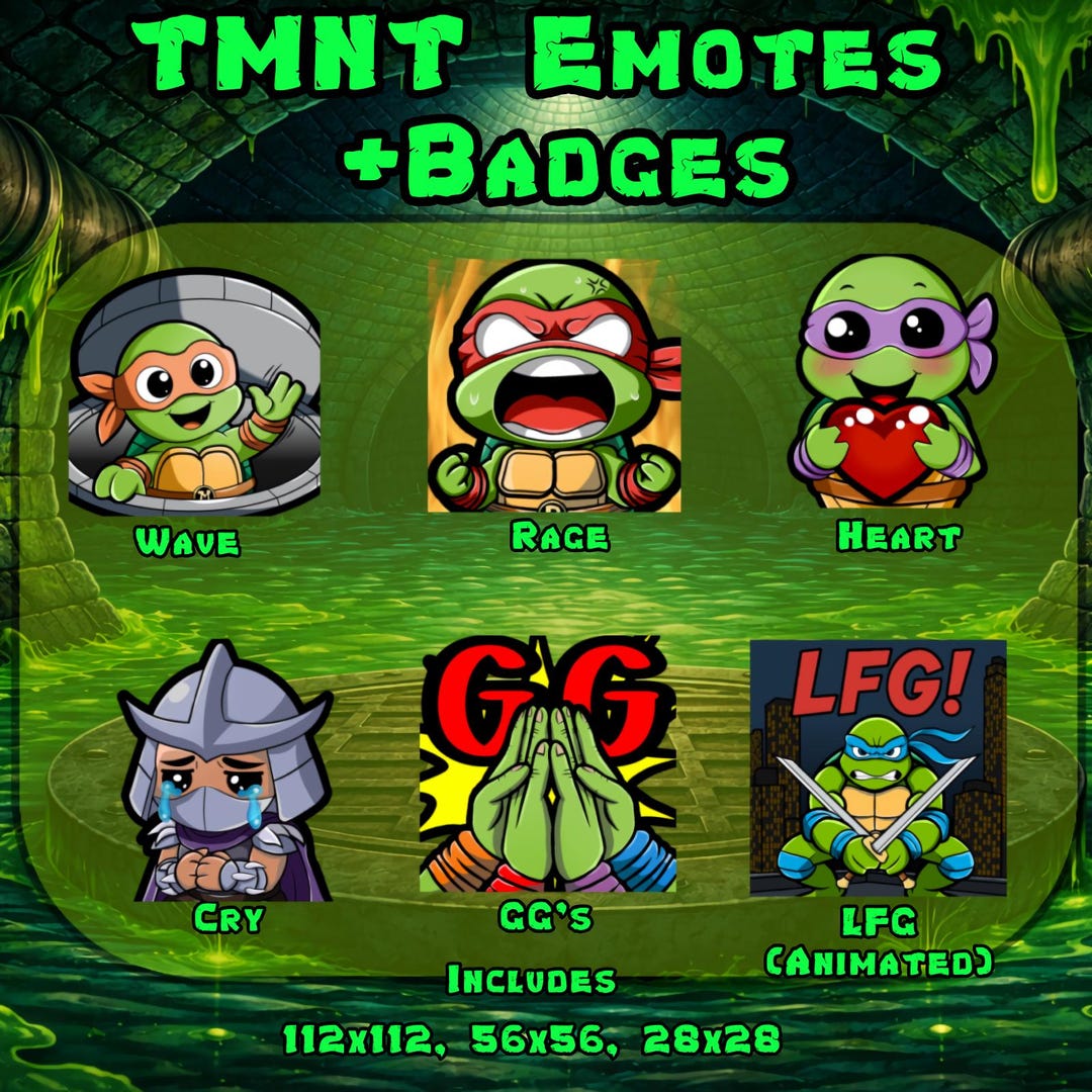 TMNT Twitch Emote & Sub Badge Bundle – Ninja Turtle Emotes + Pizza ...