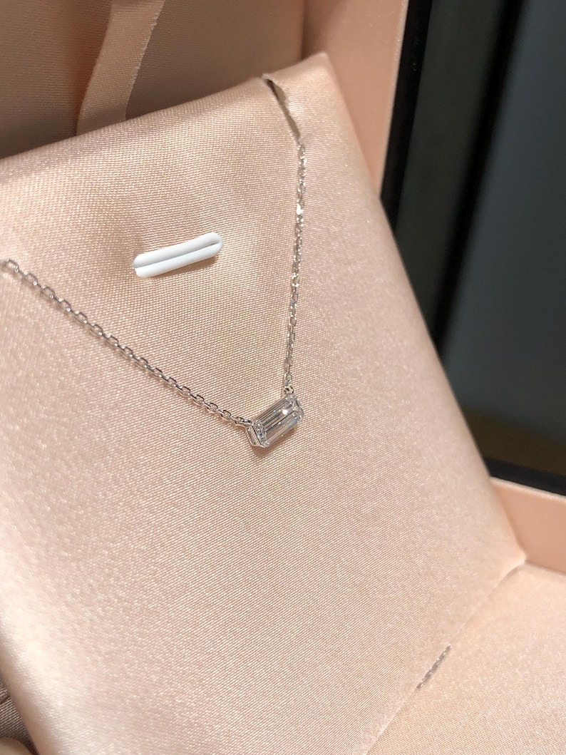 Solid 14K Gold Lab Diamond Pendant Necklace Including Chain Adjustable ...
