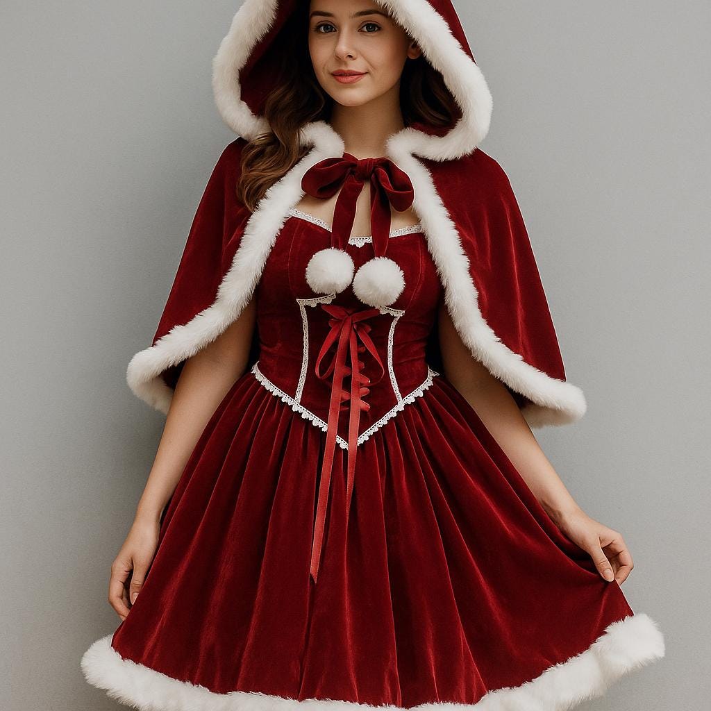 Red Velvet Christmas Dress Costume | Santa Cloak Outfit - Etsy