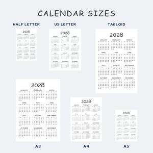 2028 Yearly Calendar Printable One Page | Full Year at a Glance ...