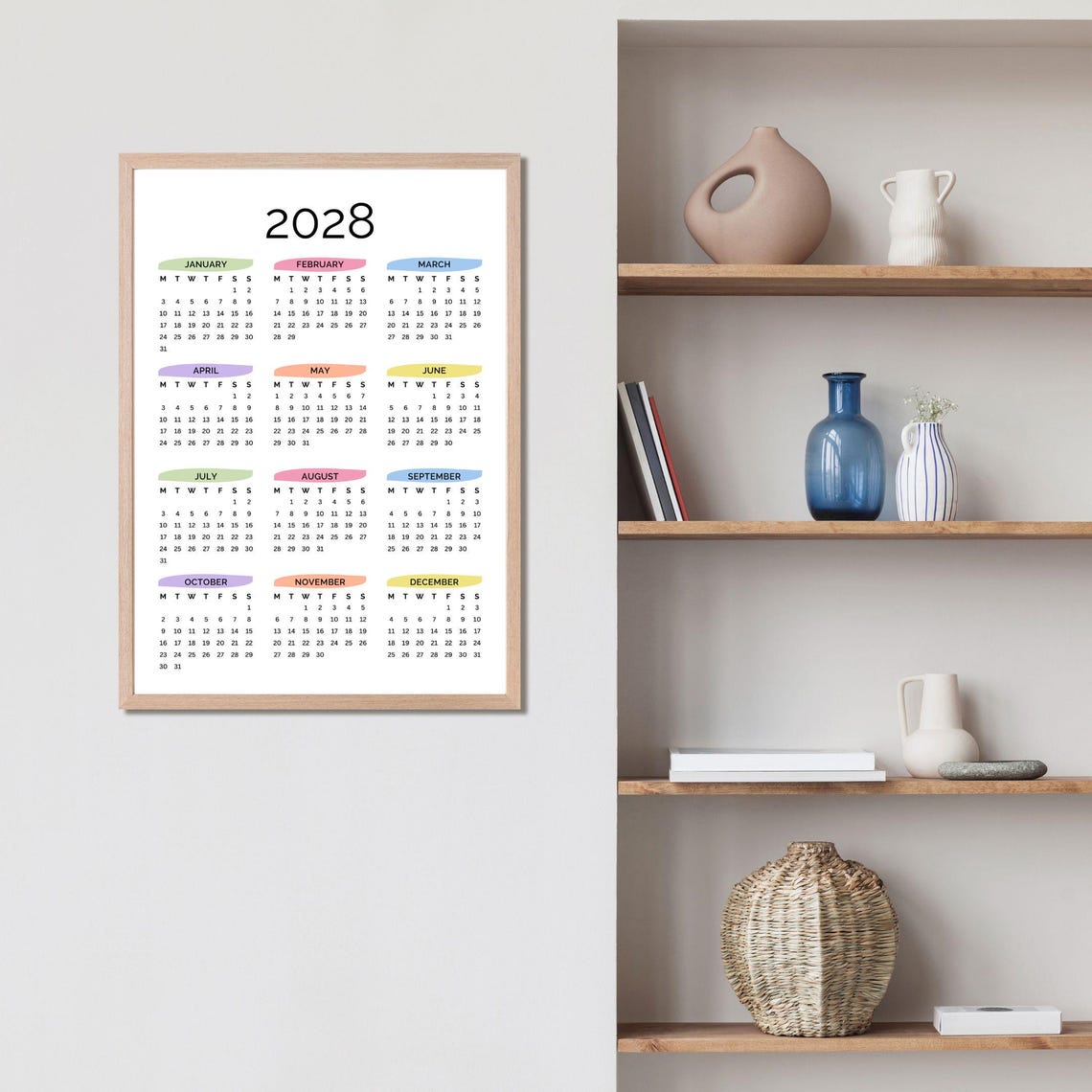 2028 Yearly Calendar Printable One Page | Minimalist Full Year at a ...