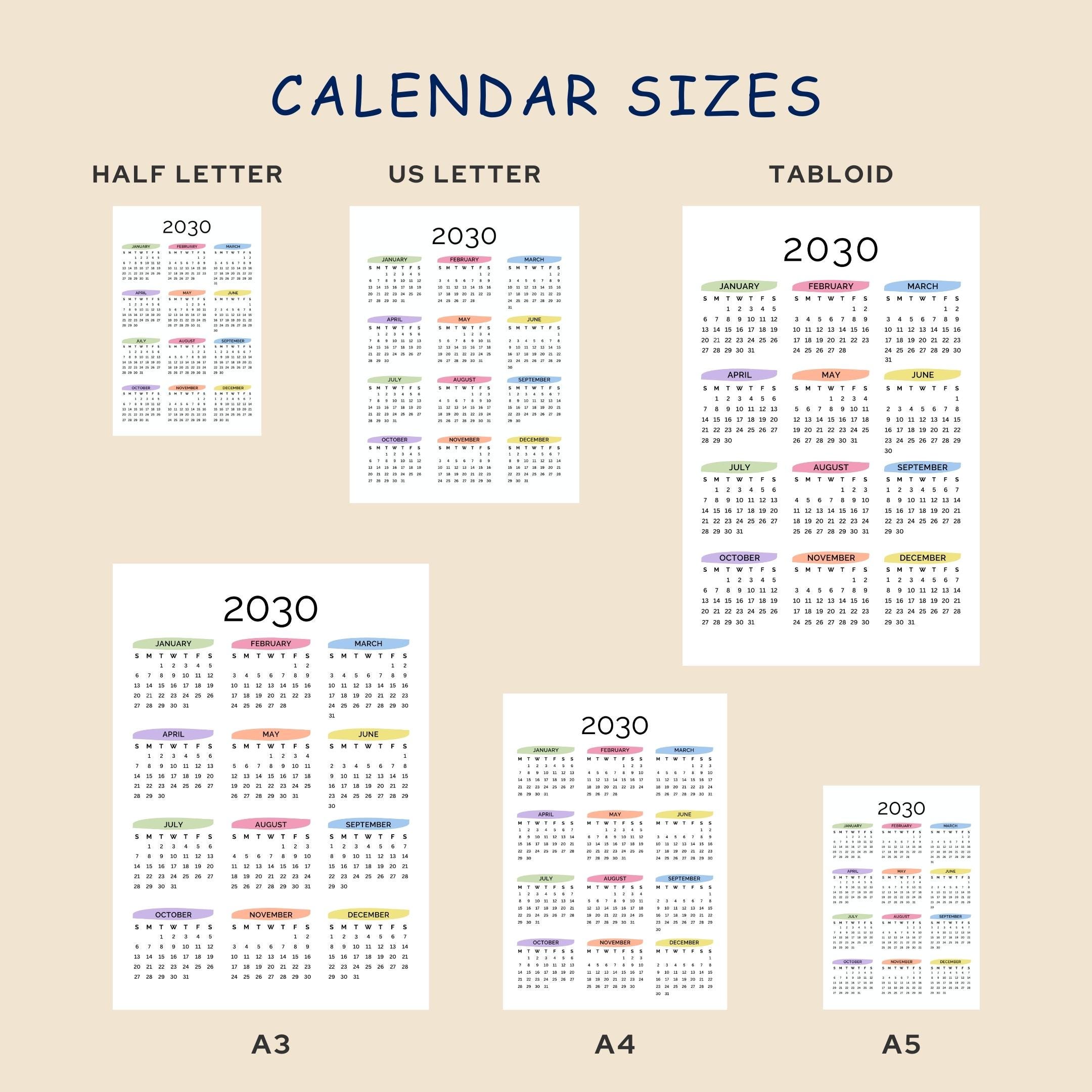 2030 Yearly Calendar Printable One Page | Minimalist Full Year at a ...