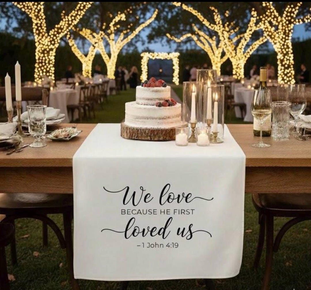 Custom Christian Wedding Table Runner, Personalized Scripture Linen ...