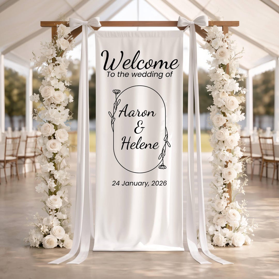 Custom Fabric Wedding Welcome Sign, Modern Boho Ceremony Linen Sign - Etsy