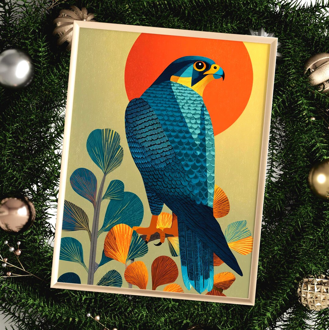 Geometric Falcon Art Print - Modern Graphic Bird Poster - Etsy