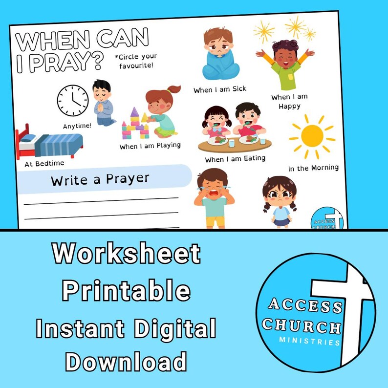 When Can I Pray? Worksheet - Etsy