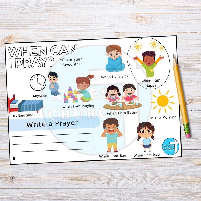 When Can I Pray? Worksheet - Etsy