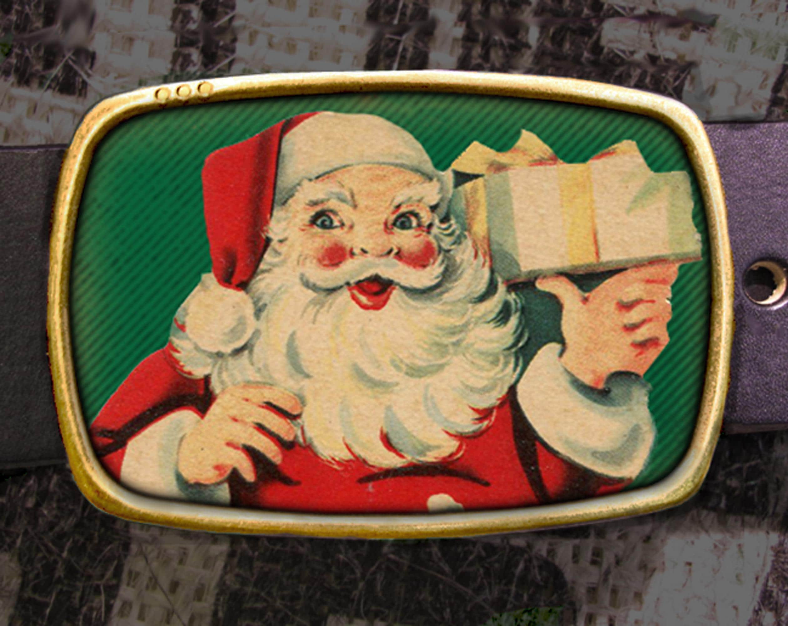 Santa Belt Buckle Vintage-style Christmas Snap Belt Buckle in Antique ...